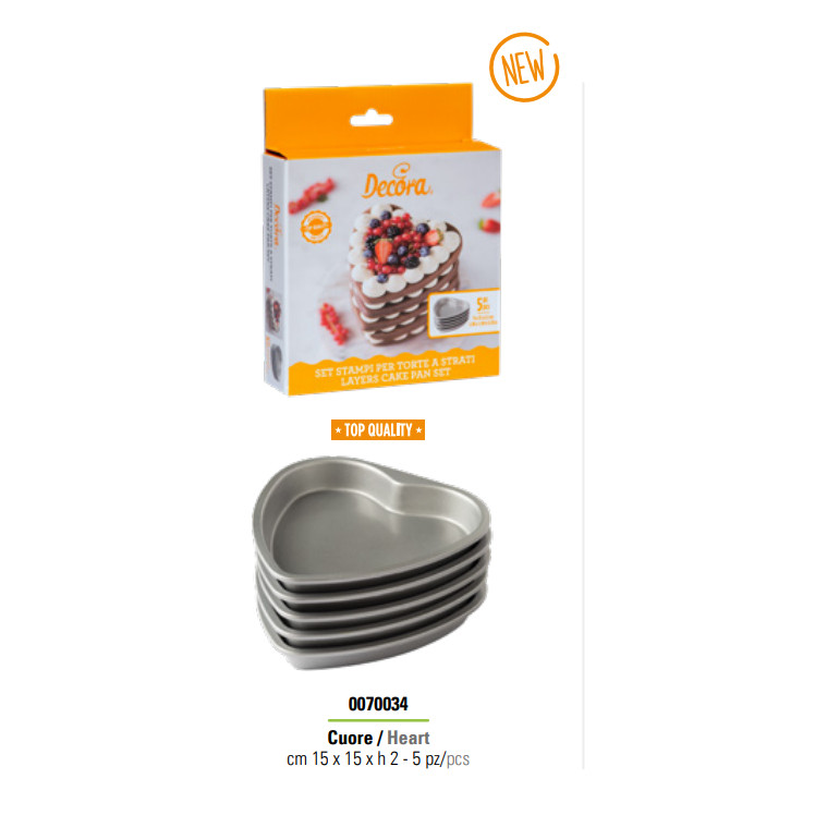 Tava Blat Inima - 5 Bucati x 15 x 15 x H 2 cm, Aluminiu Anodizat