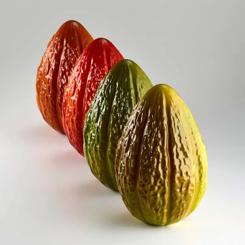 Fruct Cacao 3D Ø 14 x H 20.5 cm, Set Matrite Plastic 2 Subiecte Ciocolata