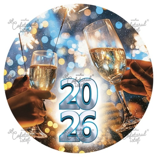 Pasta Zahar imprimata Festivitati - Anul Nou Model 15, Ø 20 cm ...