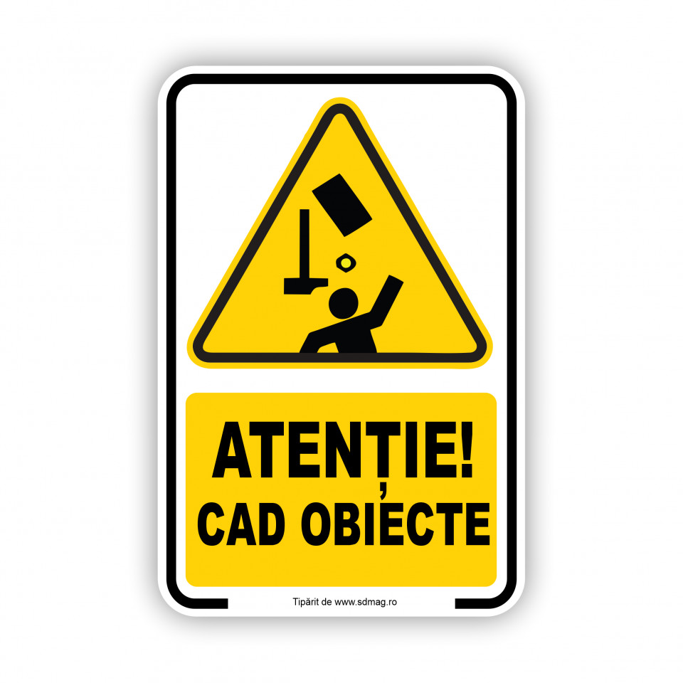 G130 Semn indicator, (atentie cad obiecte), Tabla Aluminiu, Autocolant ...