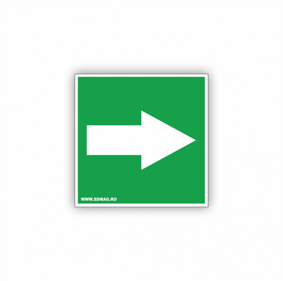 X284 Semn indicator (sageata), 10x10cm, tabla aluminiu sau autocolant