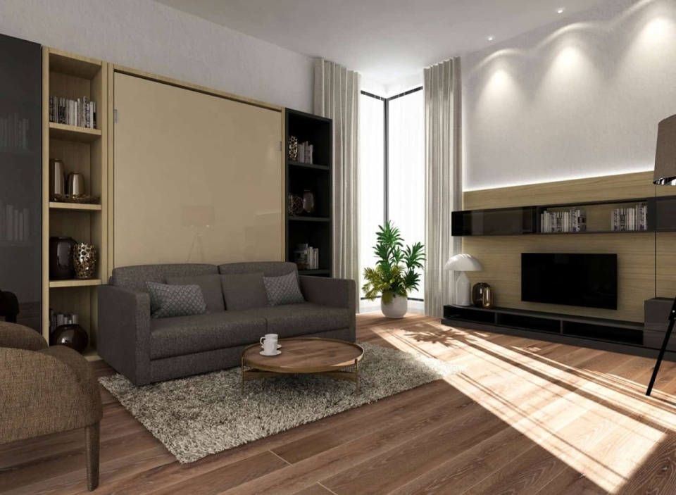 Pat vertical rabatabil cu canapea, ClickBed V Sofa, Transforms