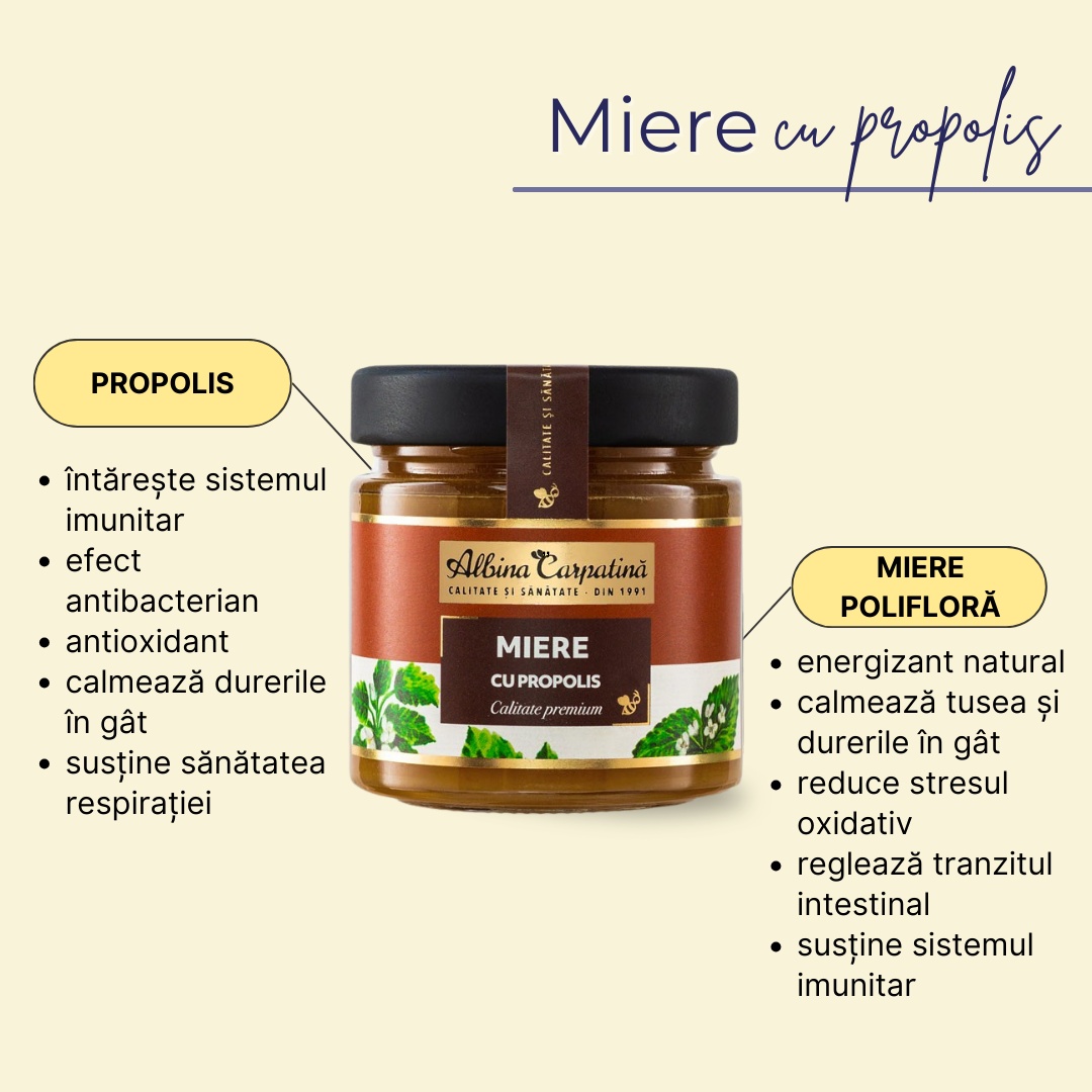 Miere cu propolis 270g - Albina Carpatina