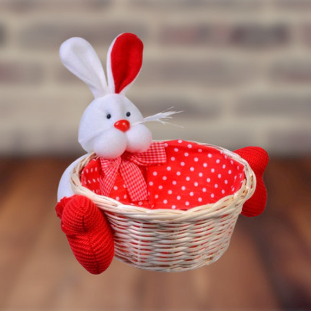 Cos de Paste cu iepuras alb rosu