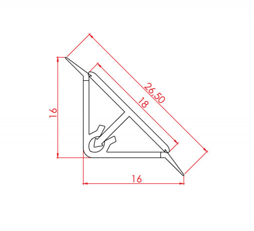 Inaltator triunghiular Mini IT pentru blat, 2 m, alb/negru/aluminiu