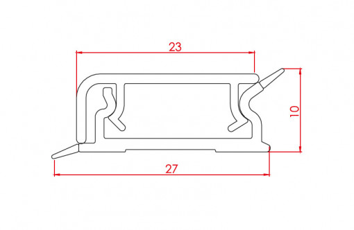 Inaltator rectangular pentru blat, 2 m, alb/negru/aluminiu