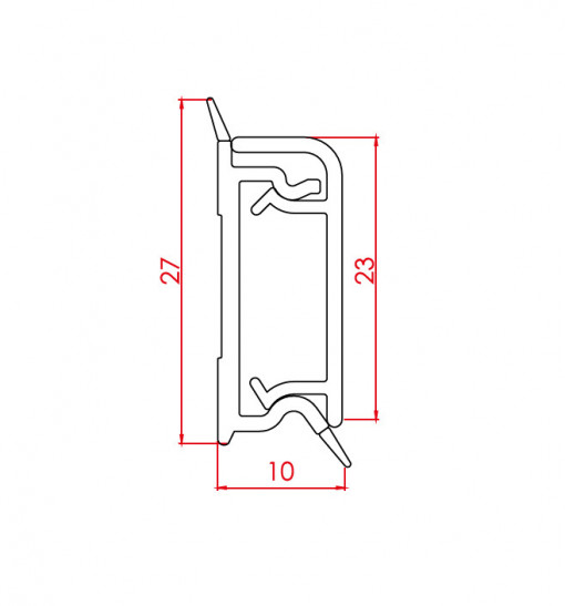 Inaltator rectangular pentru blat, 2 m, alb/negru/aluminiu