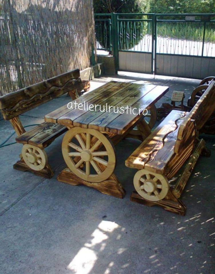 Set masă cu bancute stil roata car R1