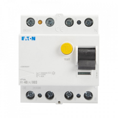 Intrerupator diferential RCCB, 4P, 40A, 30 mA, tip AC, Eaton