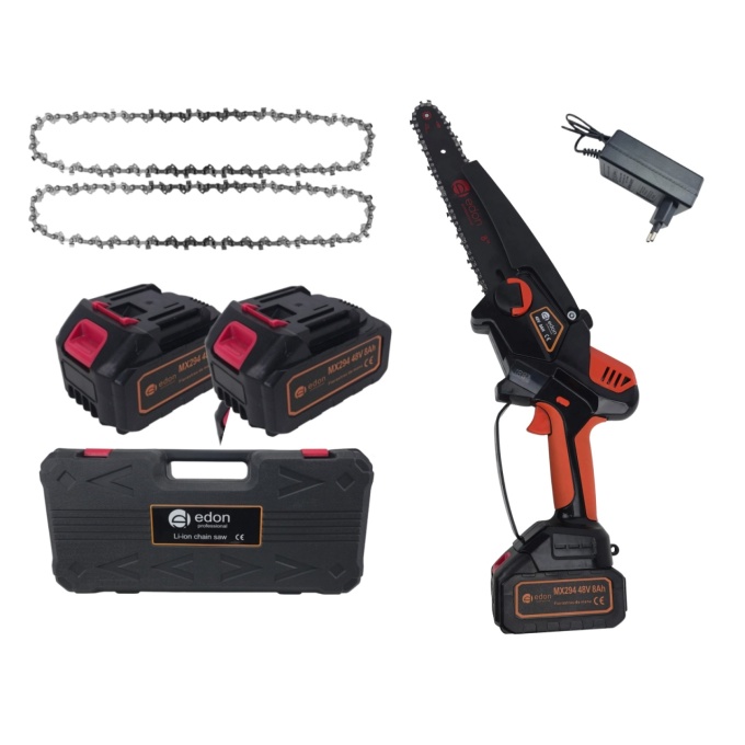 Mini Drujba Electrica cu 2 acumulatori 48V, Lamă + 2 Lanțuri, 200mm, 8 ...