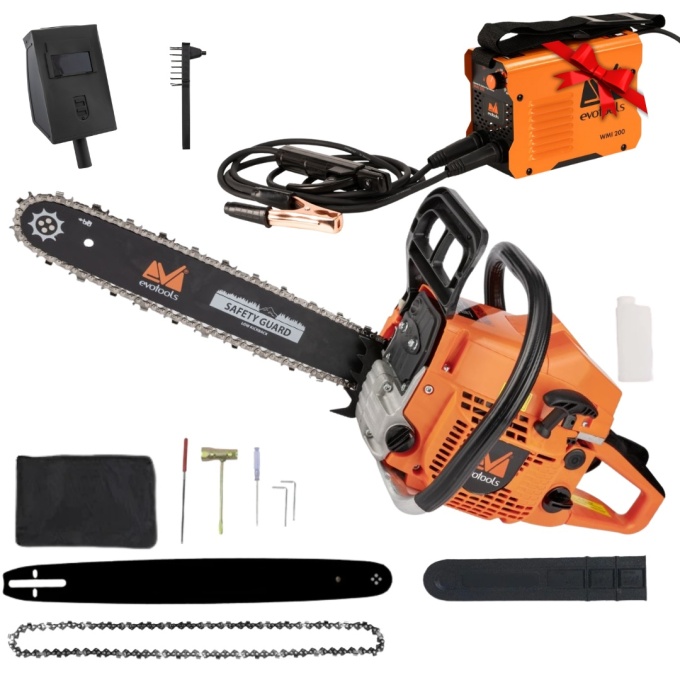 *PACHET* Drujba Benzina 54.5cc 10.500 rpm, + CADOU Invertor de sudura WMI 200, anti-stick, 2.8kg ...