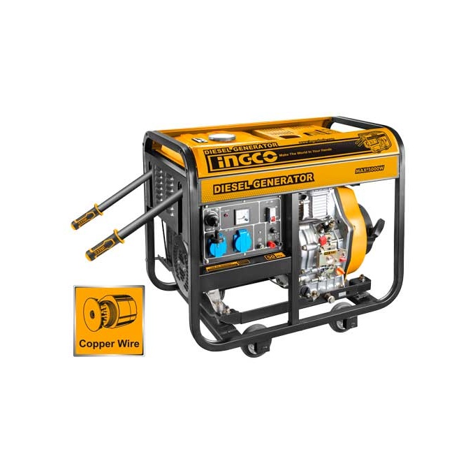Generator de curent 5KW motor Diesel, 9 CP, INGCO GDE50001