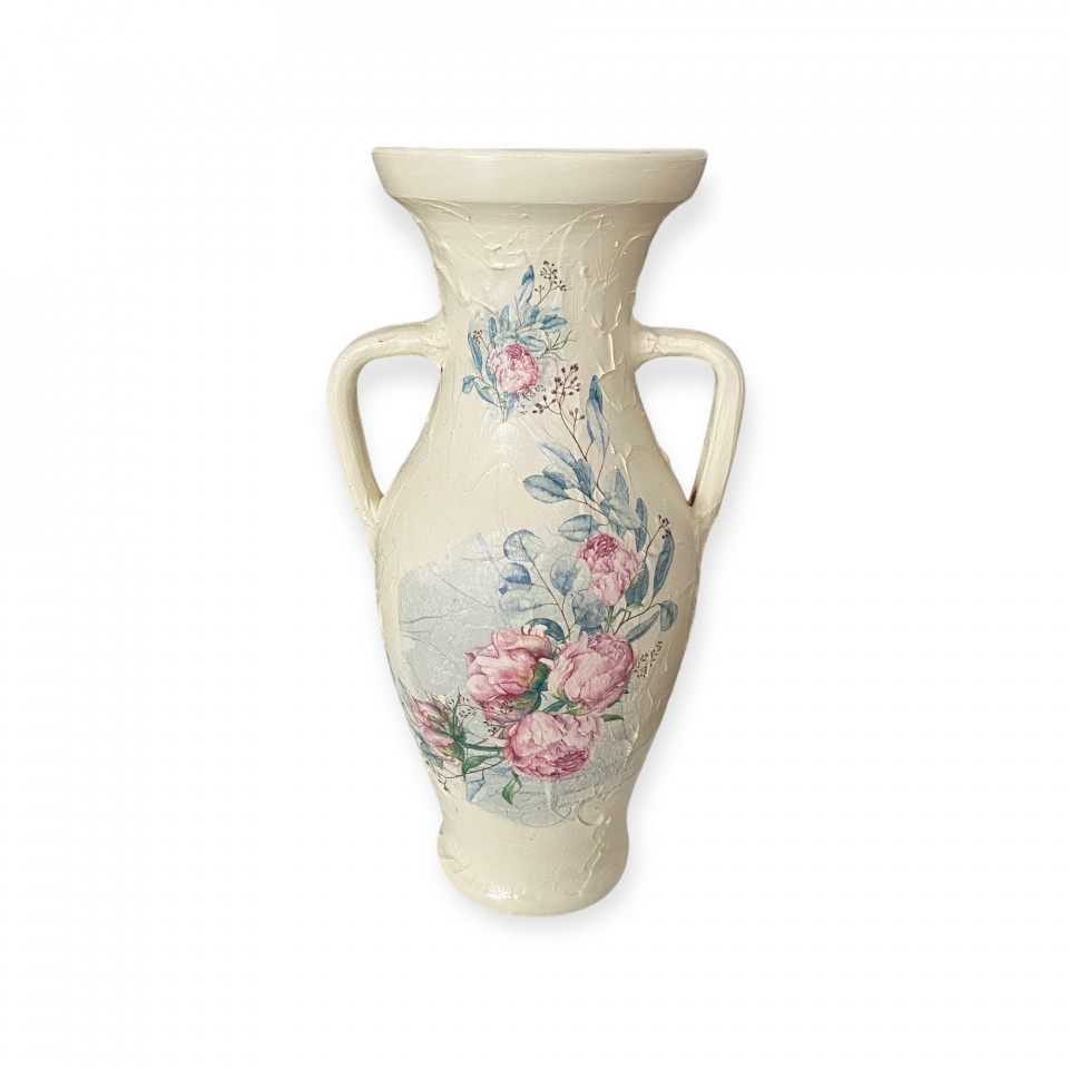 Amfora mare, ceramica, vintage, trandafir,45 cm