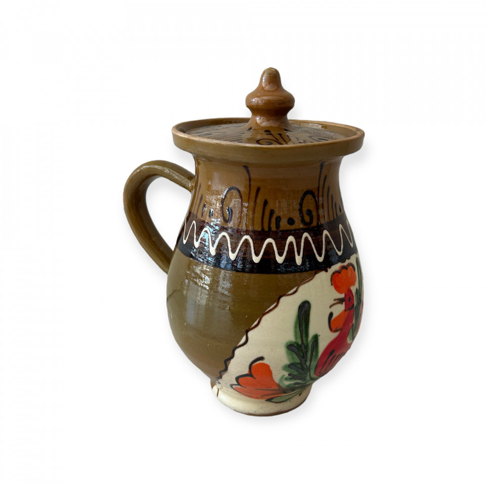 Ulcior ceramic cu capac, pentru iaurt, 2 LITRI