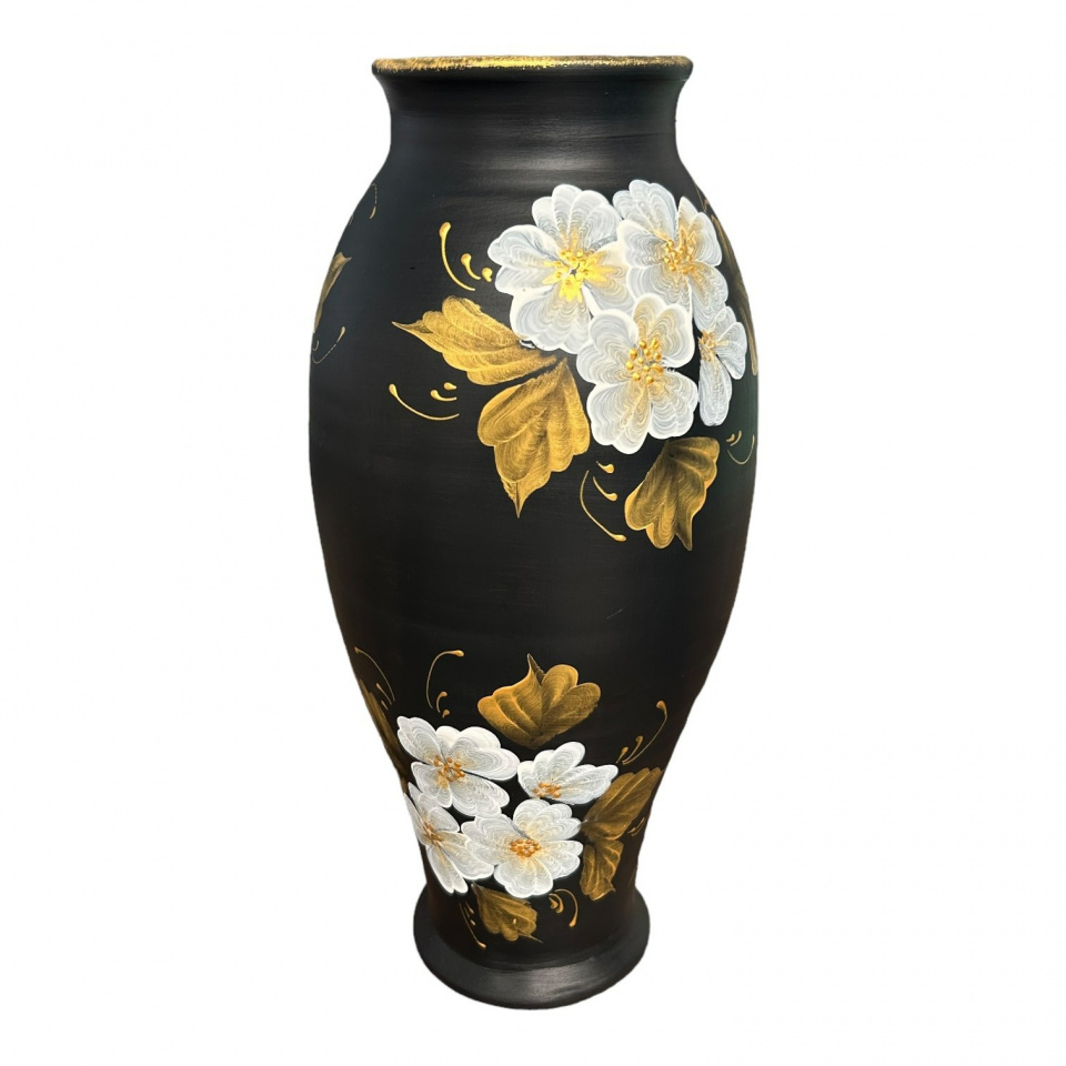 Vaza ceramica neagra, pictata