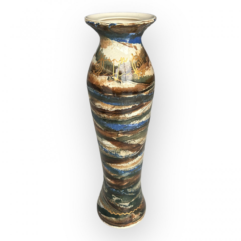 Vaza ceramica de podea, pictata manual, 67cm