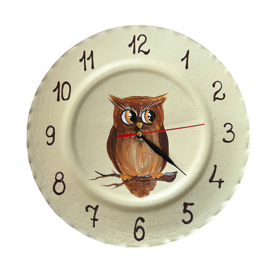 Ceas de perete, ceramica, pictat manual, unicat