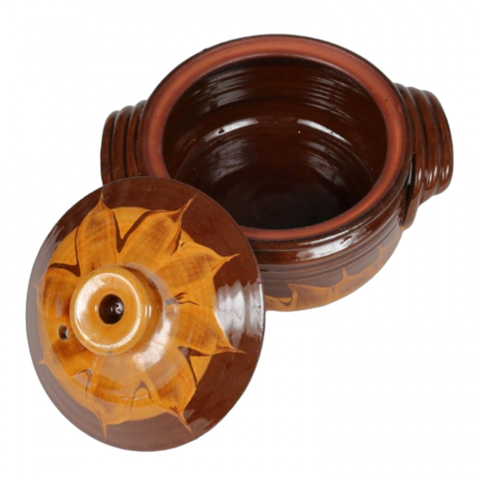 Oala de lut, ceramica, pentru sarmale, 2.5 litri