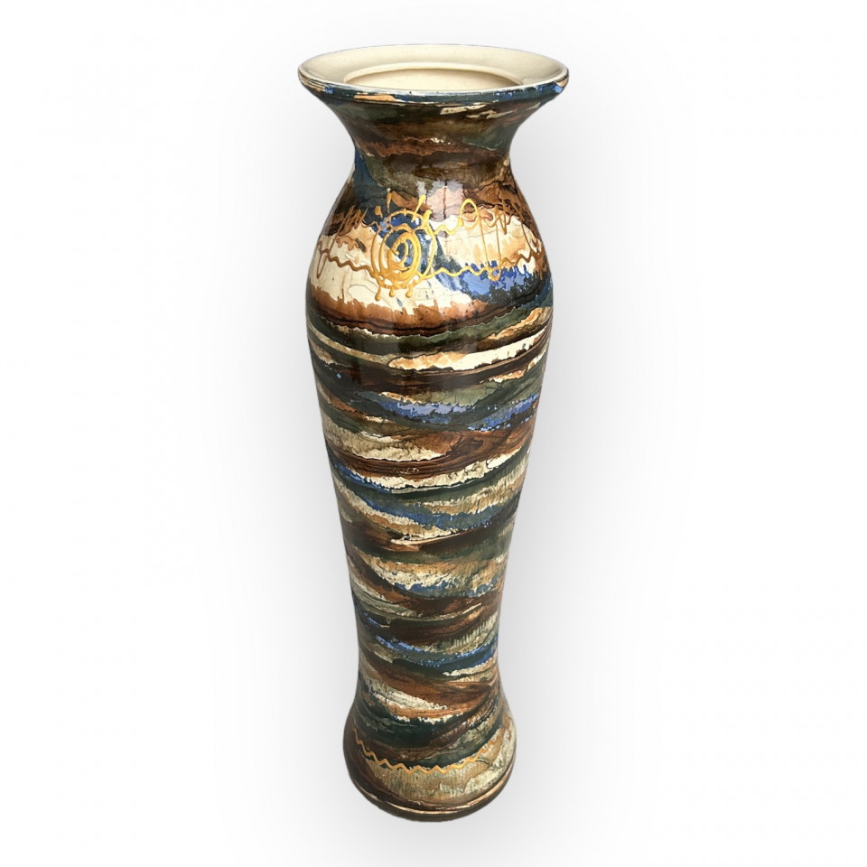 Vaza ceramica de podea, pictata manual, 67cm