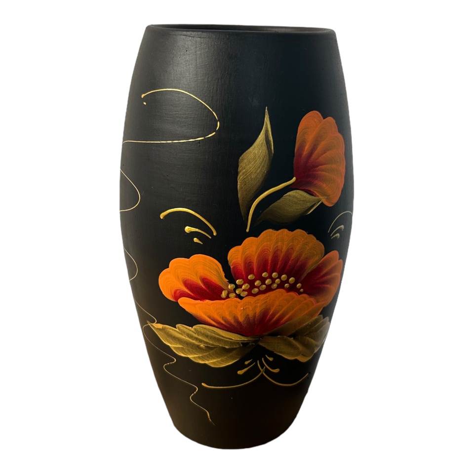 Vaza ceramica neagra pentru flori