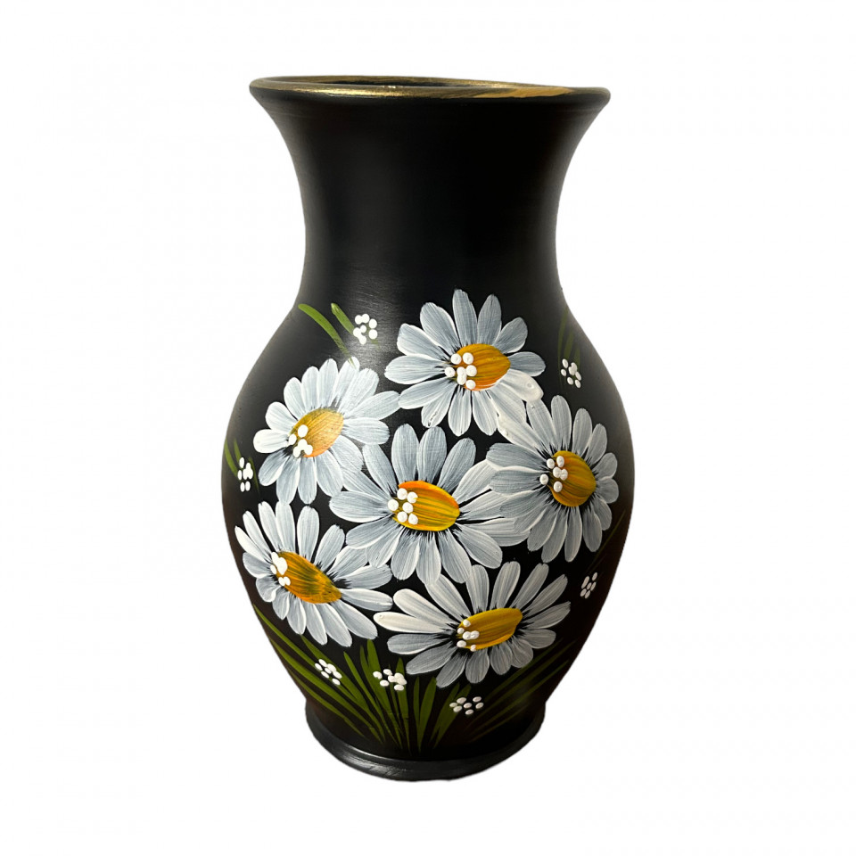 Vaza de lut, pictata manual, 28cm