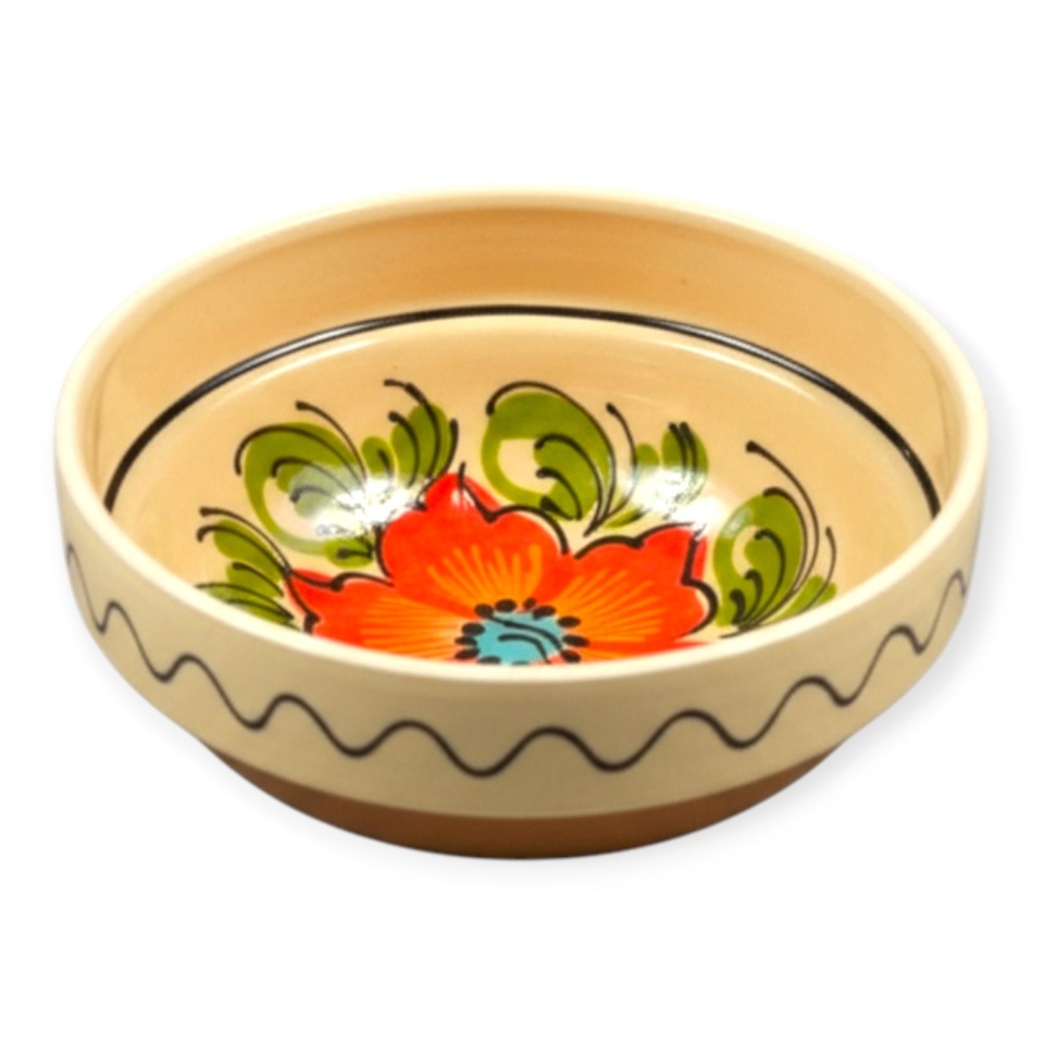 Bol traditional din ceramica pentru supa si servire, 16 cm, pictat ...