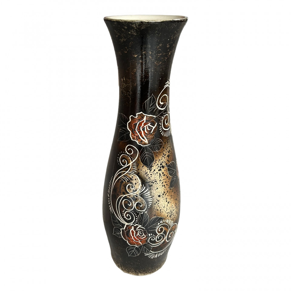 Vaza ceramica de podea, pictata manual 70cm
