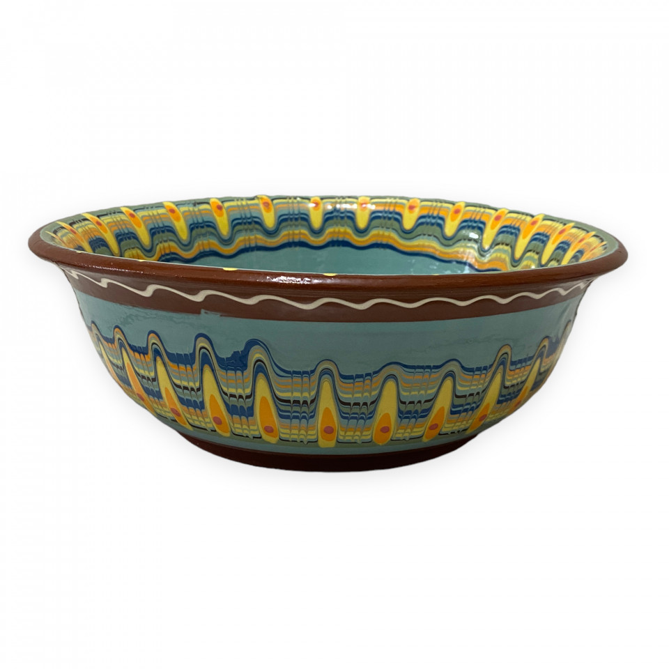 Bol / castron urias, 27 cm, decorat manual