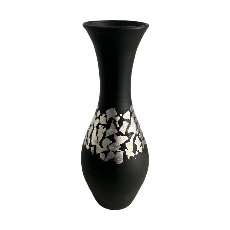 Vaza ceramica, silueta, eleganta, foita de argint,44cm