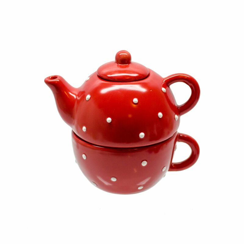 Set ceainic din ceramica, rosucu buline