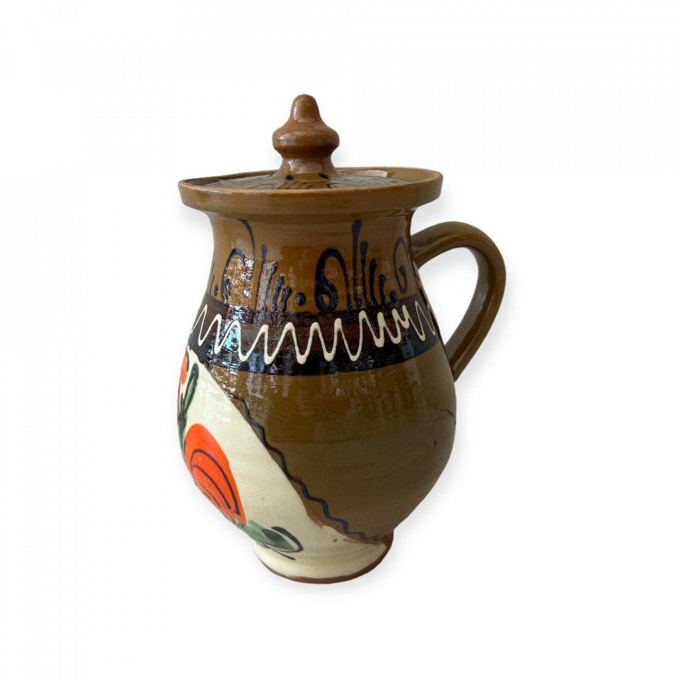 Ulcior ceramic cu capac, pentru iaurt, 2 LITRI