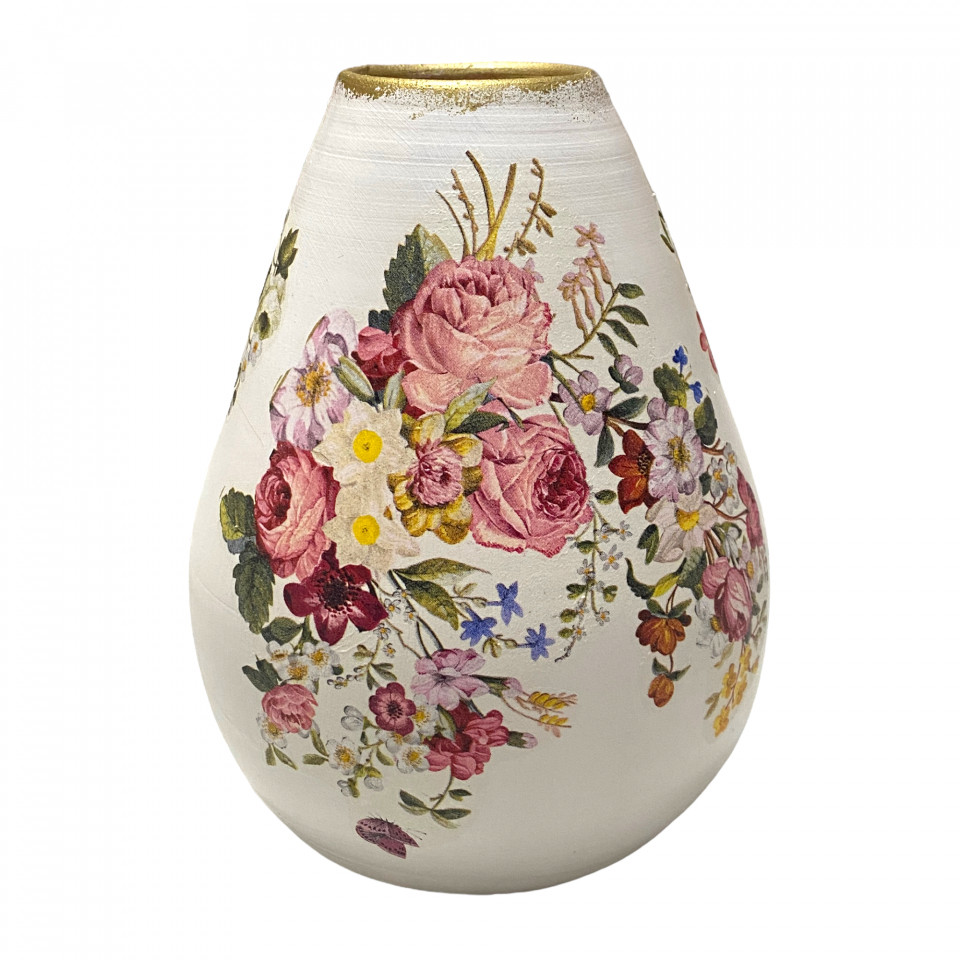 Vaza ceramica moderna, flori de camp, 21 cm