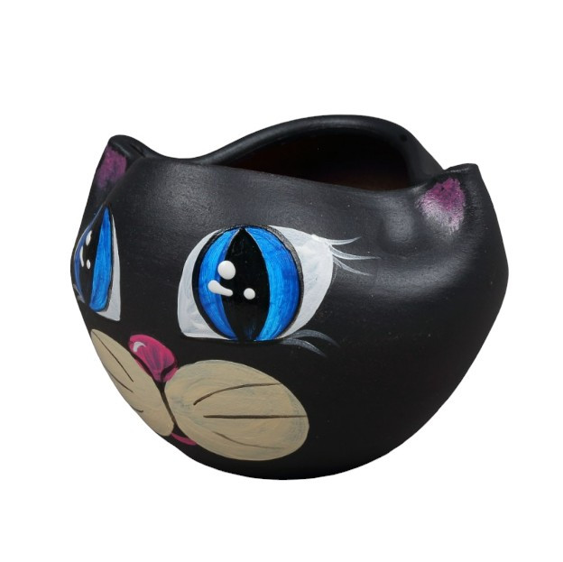 Masca de ghiveci din lut, pisica