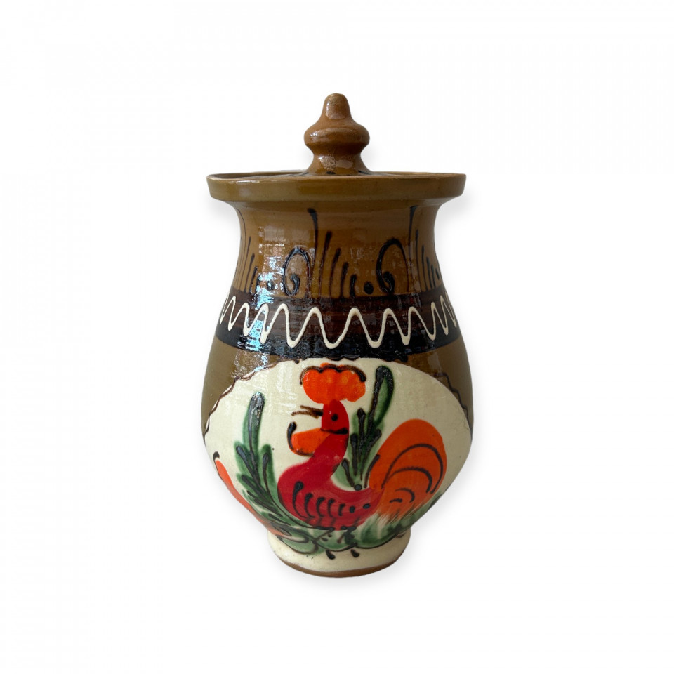 Ulcior ceramic cu capac, pentru iaurt, 2 LITRI