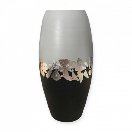 Vaza ceramica eleganta, gri-negru, 30 cm