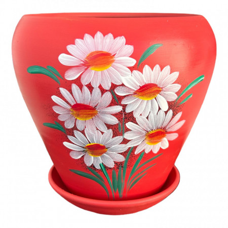 Ghiveci din lut cu farfurie pentru flori