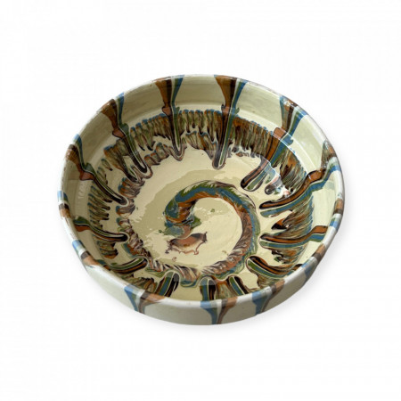 Bol / Castron mare din ceramica, decorat manual, 19cm