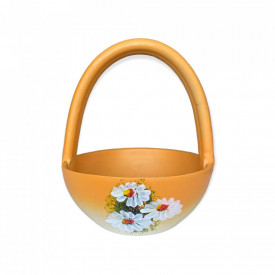 Cosulet ceramic portocaliu,pictat manual, 21 cm