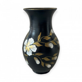 Vaza ceramica neagra, eleganta, pictata manual