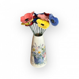 Flori din ceramica,maci colorati, 7cm
