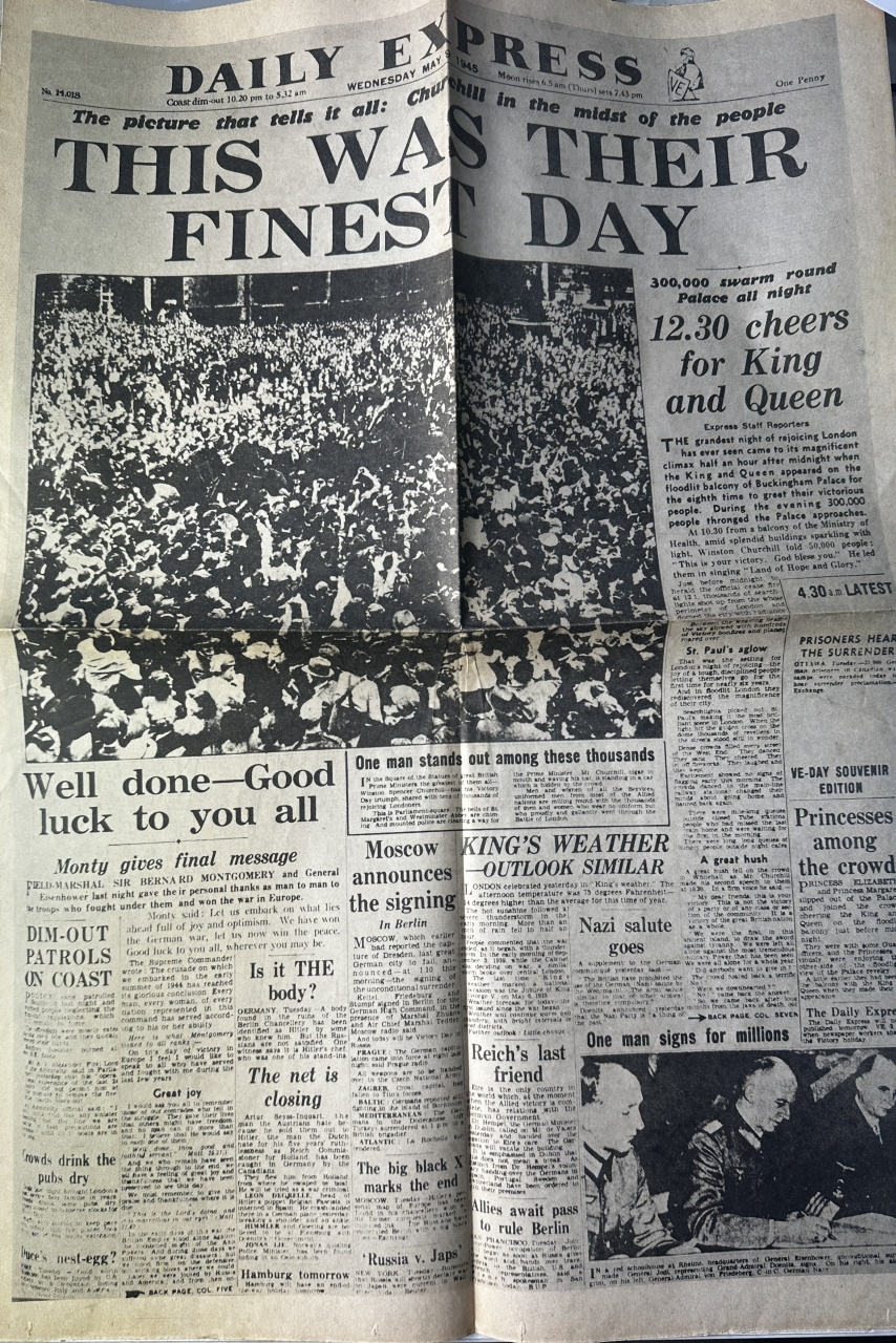 Ziar Istoric - Anglia - Daily Express – 9 mai 1945 Titlu principal ...