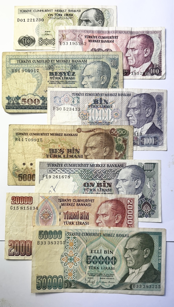 Bancnote Turcia - Set complet ( 1970-1989 )