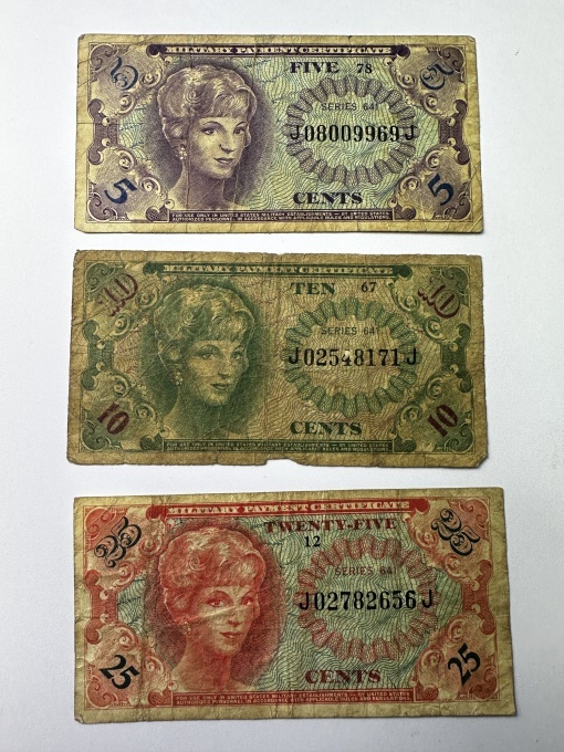 Set Bancnote - Military Payment Certificates - 5/10/25 Cents 1965 - USA