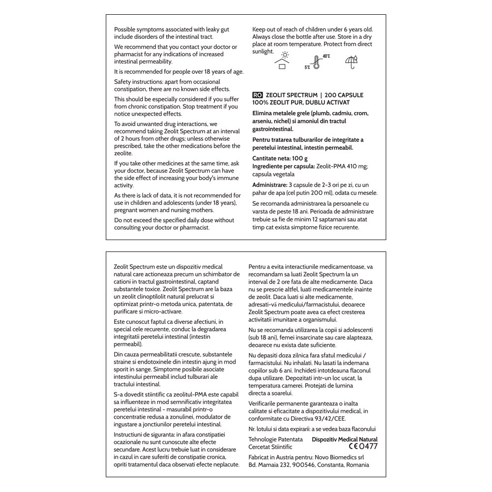 Zeolit Spectrum 200 capsule – 100% zeolit pur farmaceutic, studiat clinic