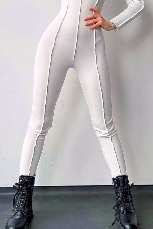 Salopeta sport Gazelle, cu guler inalt si fermoar la spate, Alb, o alegere ideală pentru un stil ...