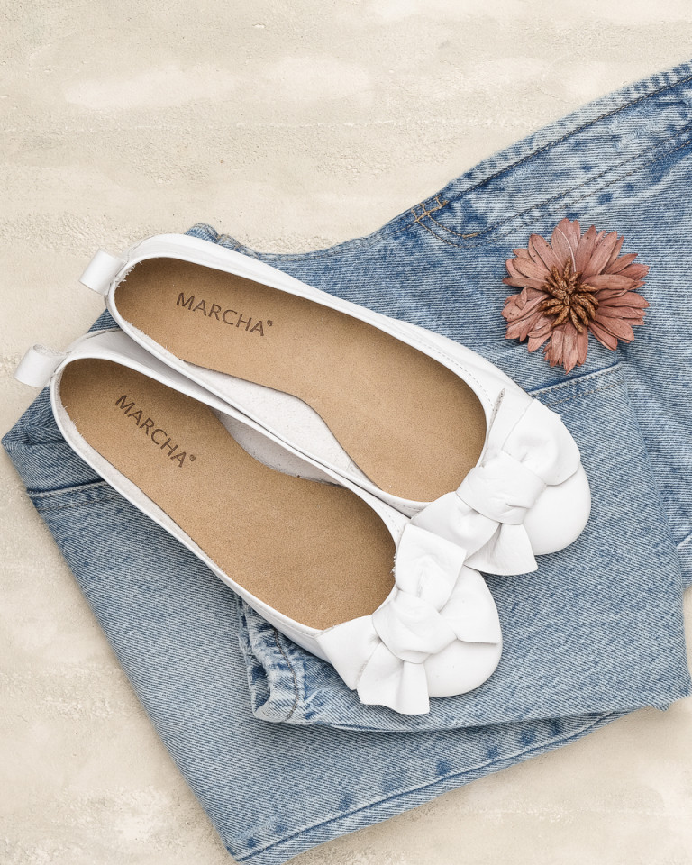 Kožne ženske baletanke BT2011 bele