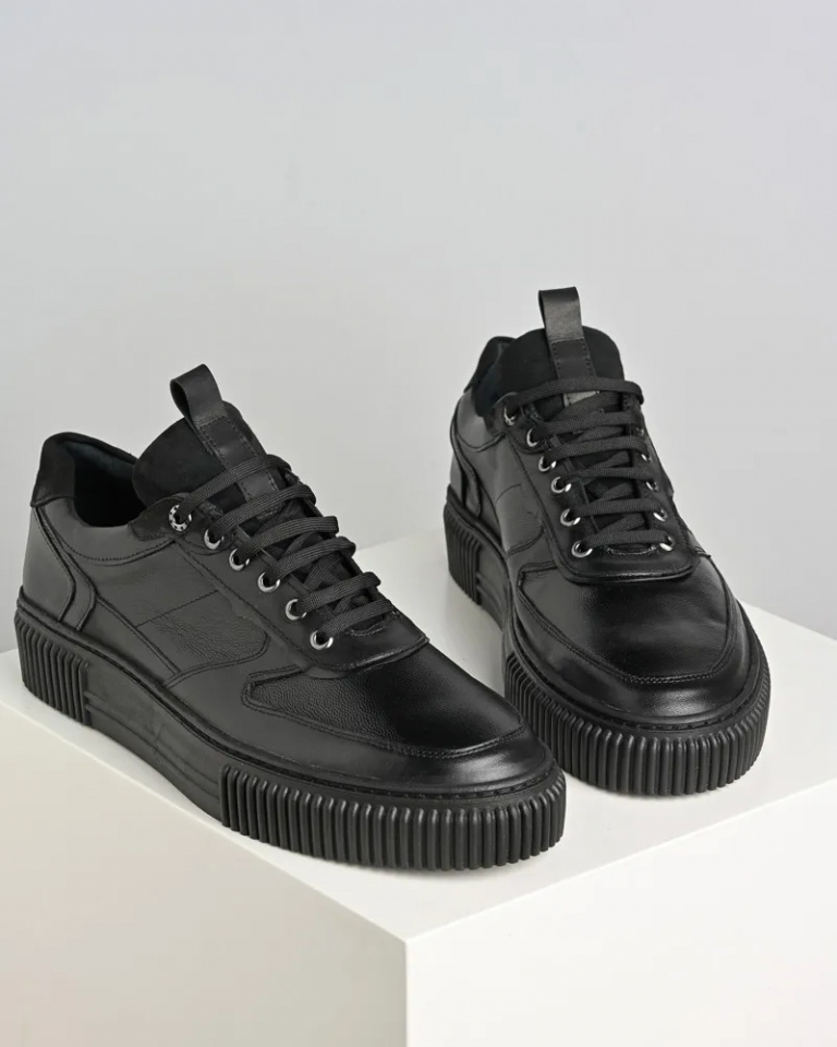 Muške kožne patike/cipele 3433-01 crne (veliki brojevi)