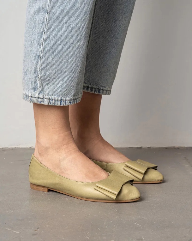 Ženske kožne baletanke 741 697 MUG8006 svetlo zelene