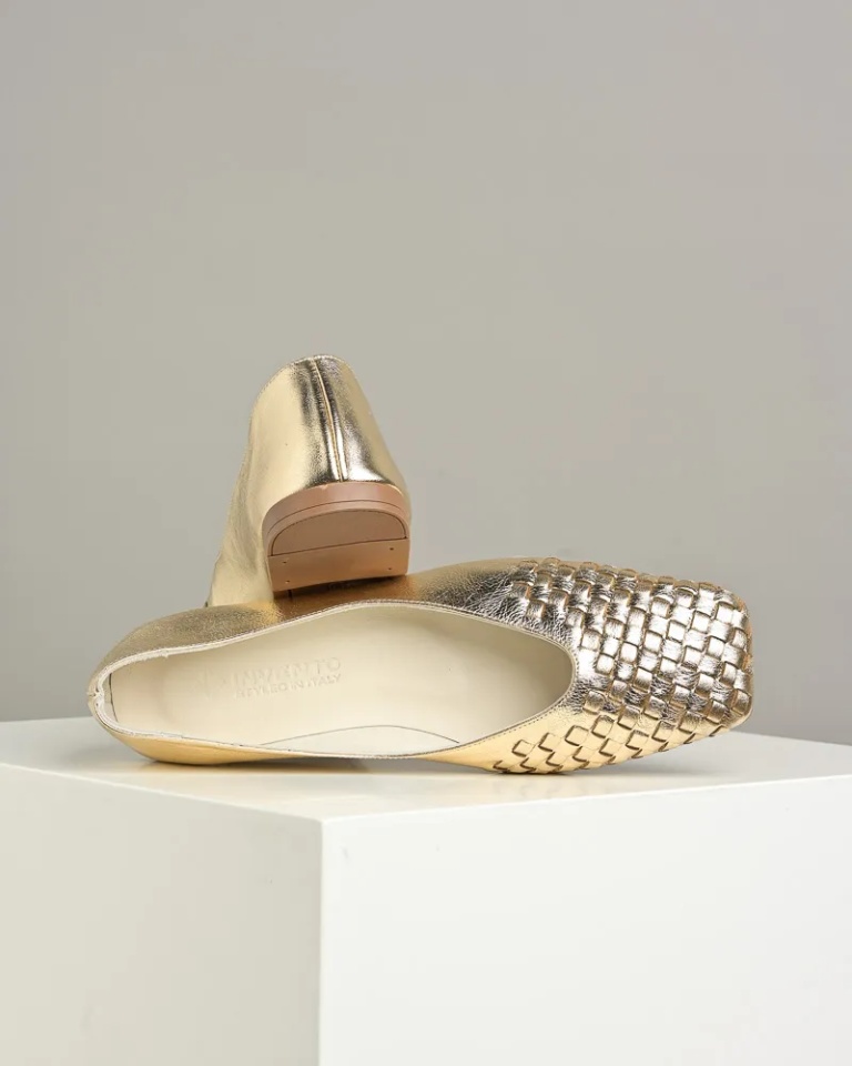 Ženske kožne baletanke 97619 zlatne