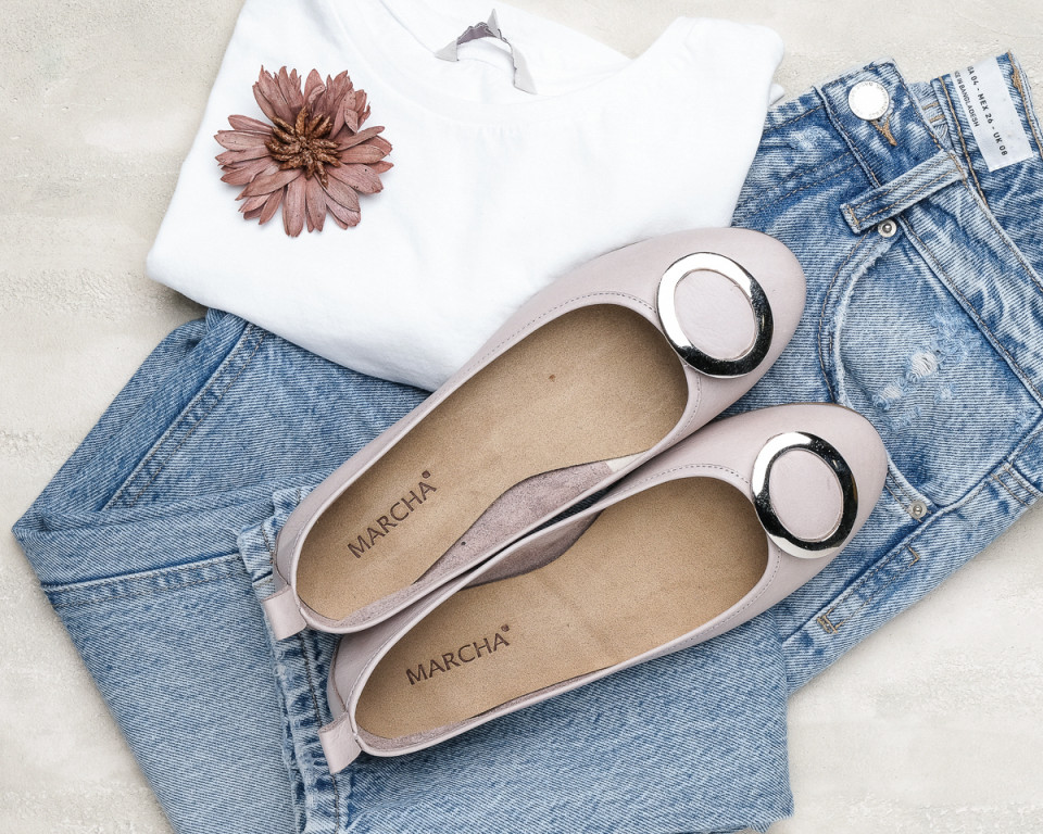 Kožne ženske baletanke 9482/1237 bele